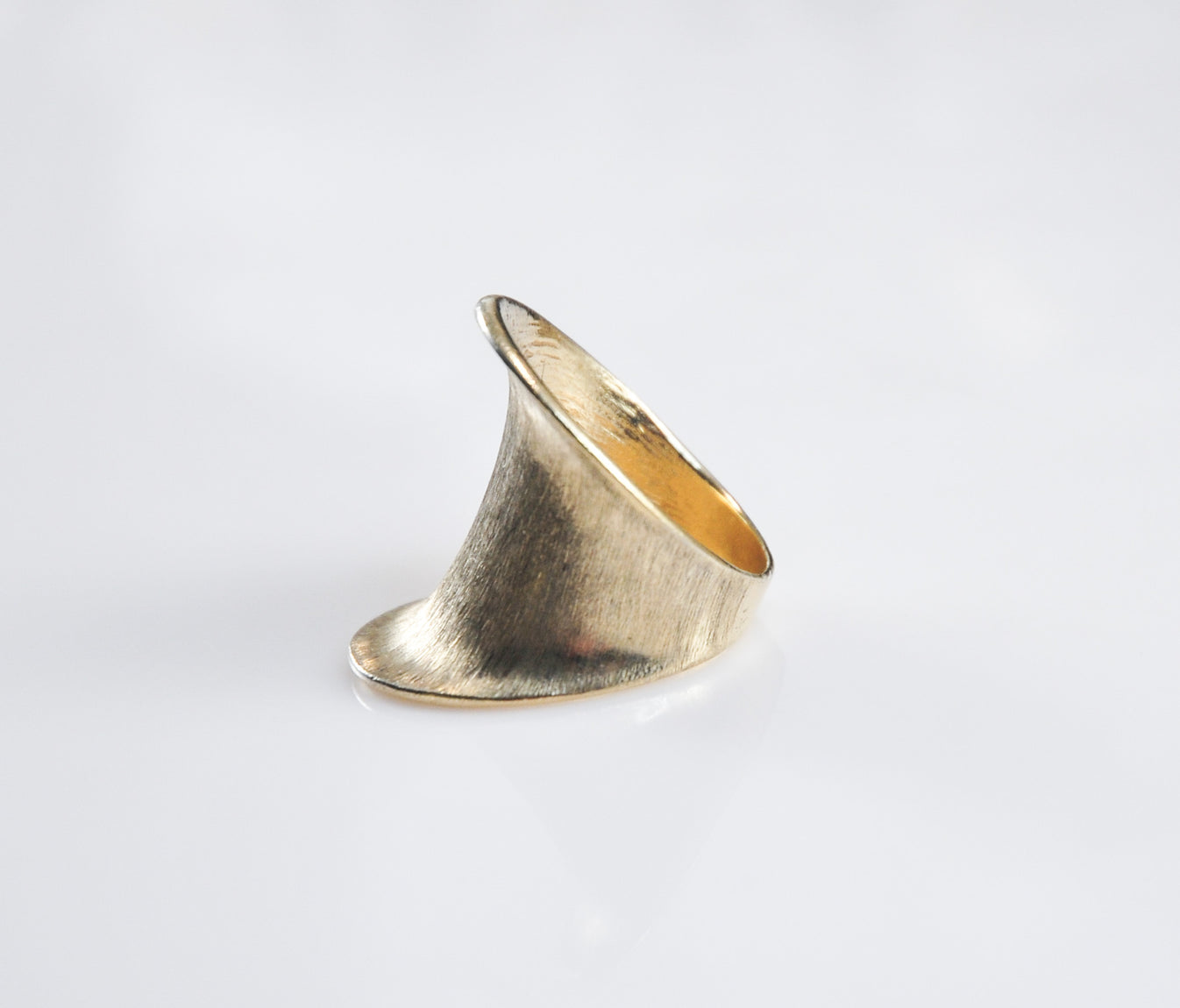 Signed 925 Italy Gold over Sterling Silver Saddle Ring ...