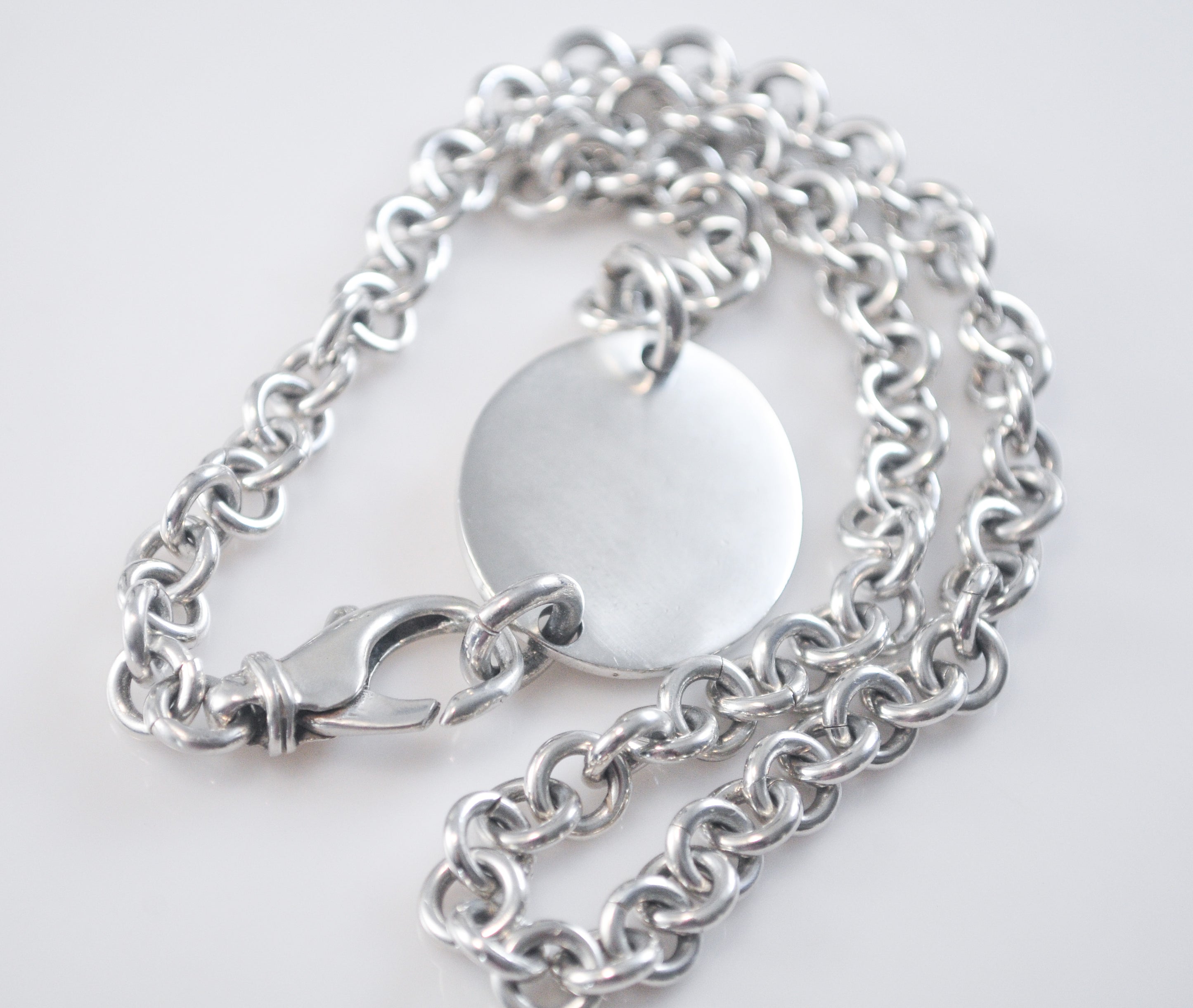 Sterling Silver Oval Tag Rolo Necklace, 17 Inches – Silver Vintage Jewelry