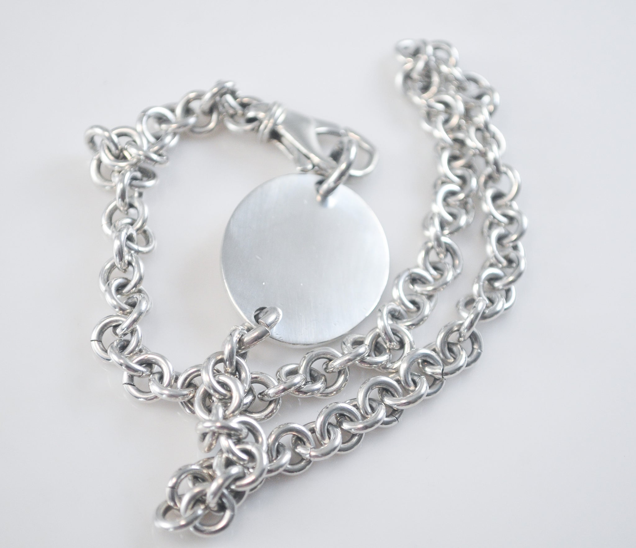 Sterling Silver Oval Tag Rolo Necklace, 17 Inches – Silver Vintage Jewelry