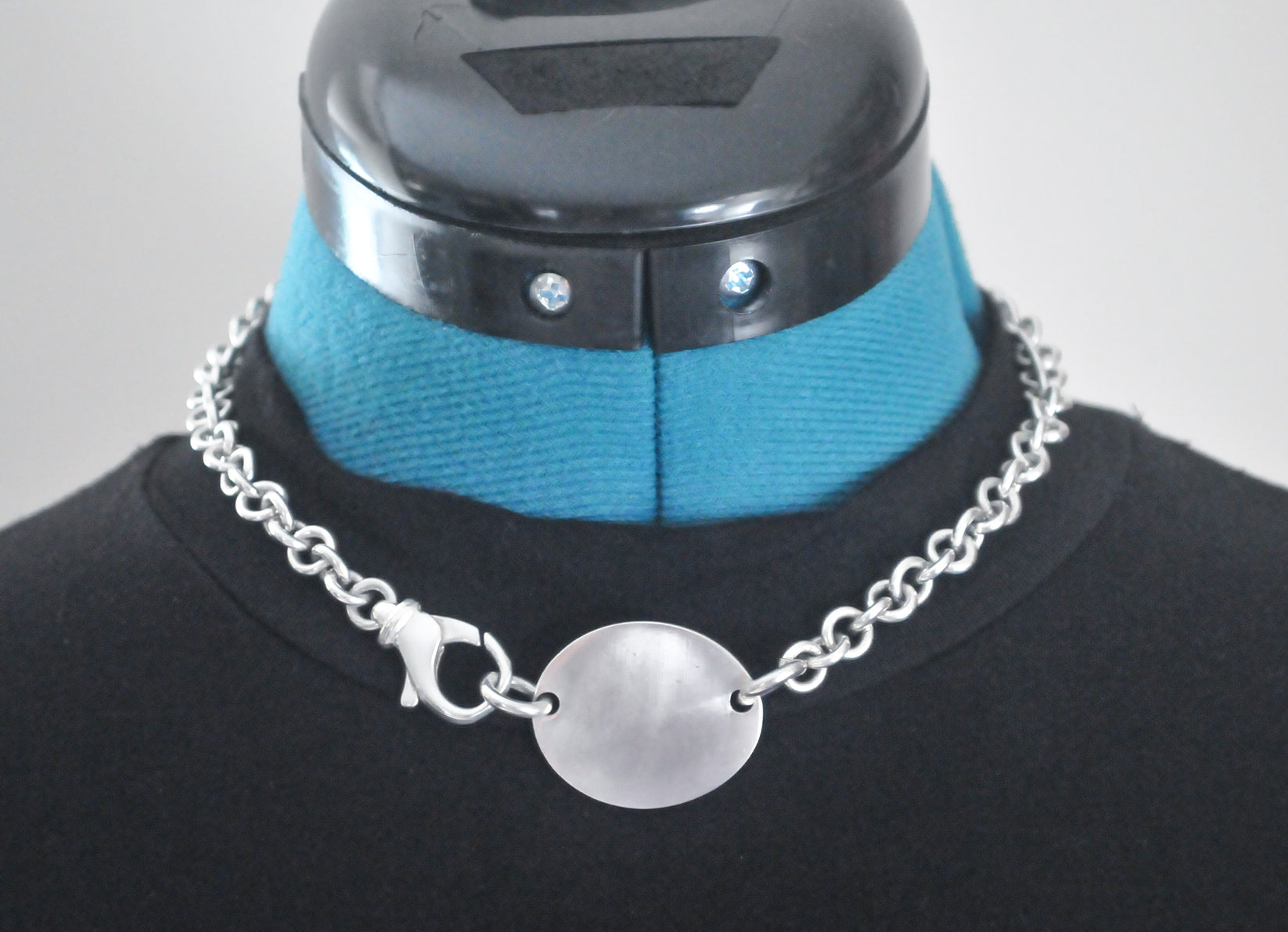 Sterling Silver Oval Tag Rolo Necklace, 17 Inches – Silver Vintage Jewelry