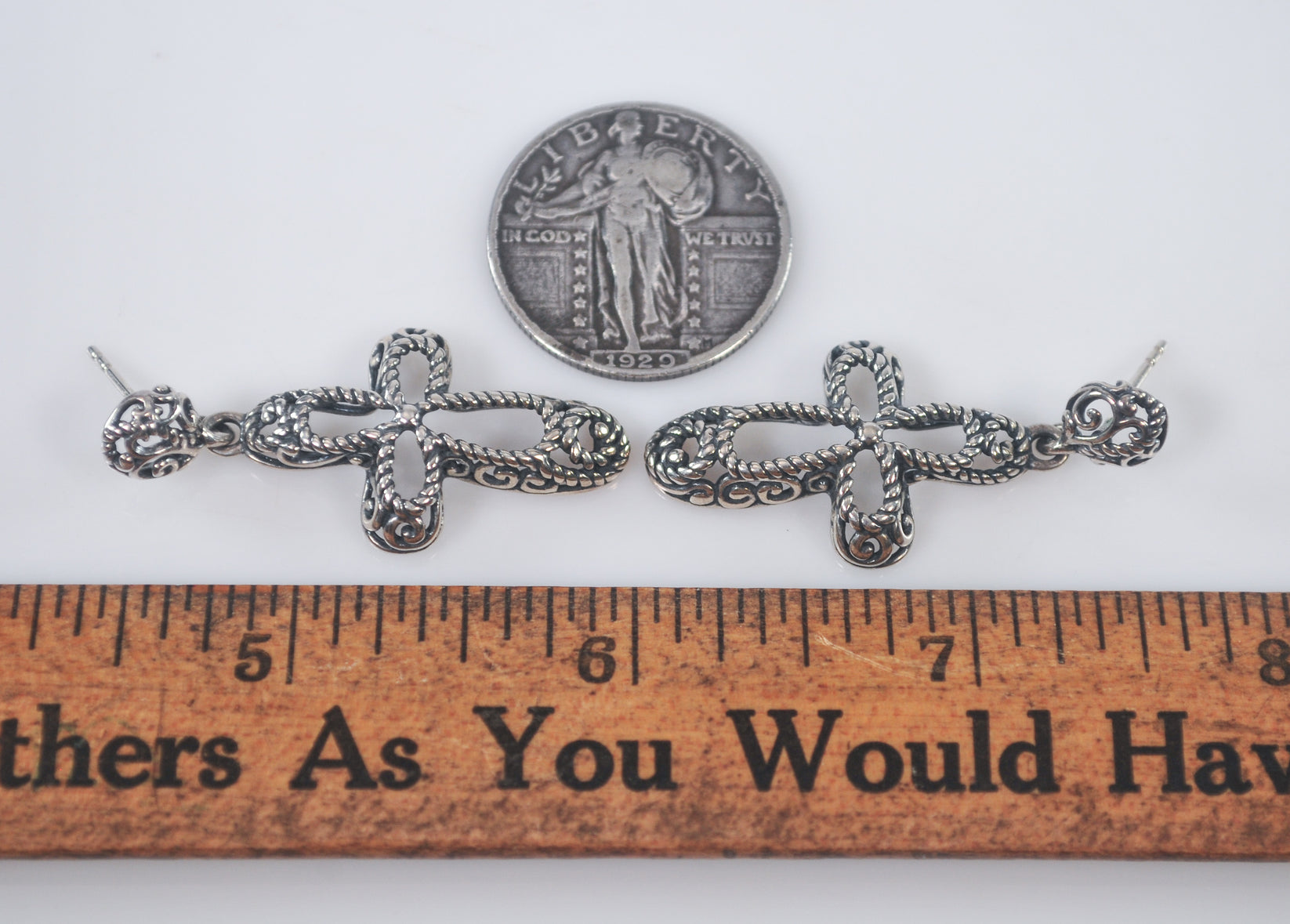 Relios Carolyn Pollack Sterling Silver Southwestern Cross Earrings ...