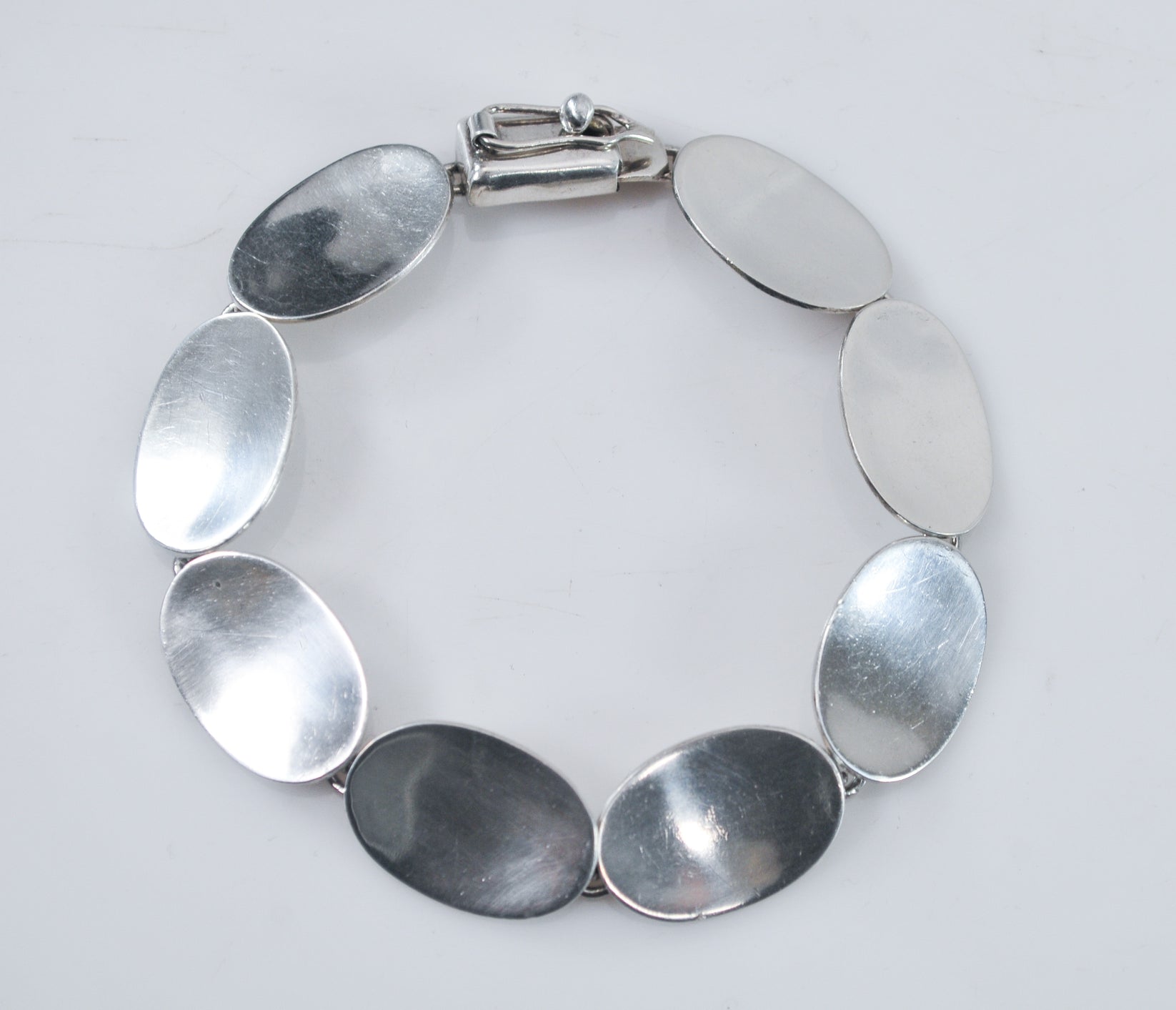 925 Mexico Sterling Silver Oval Disc Link Bracelet – silvervintagejewelry