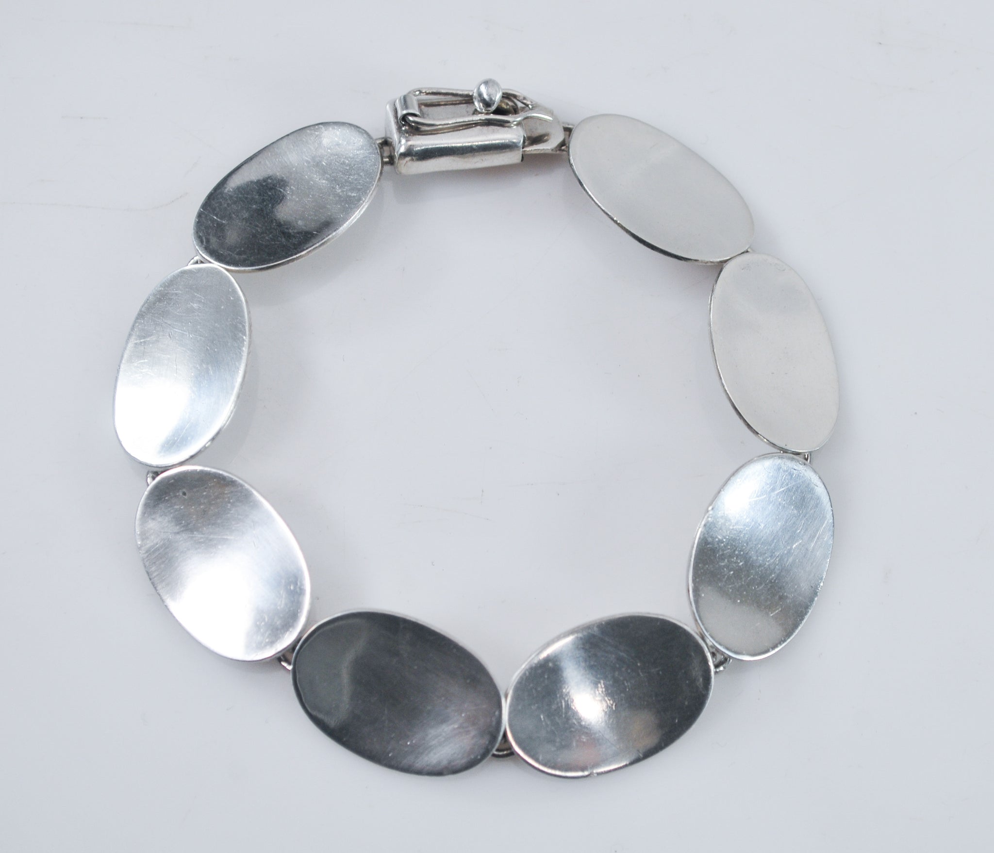 925 Mexico Sterling Silver Oval Disc Link Bracelet – silvervintagejewelry