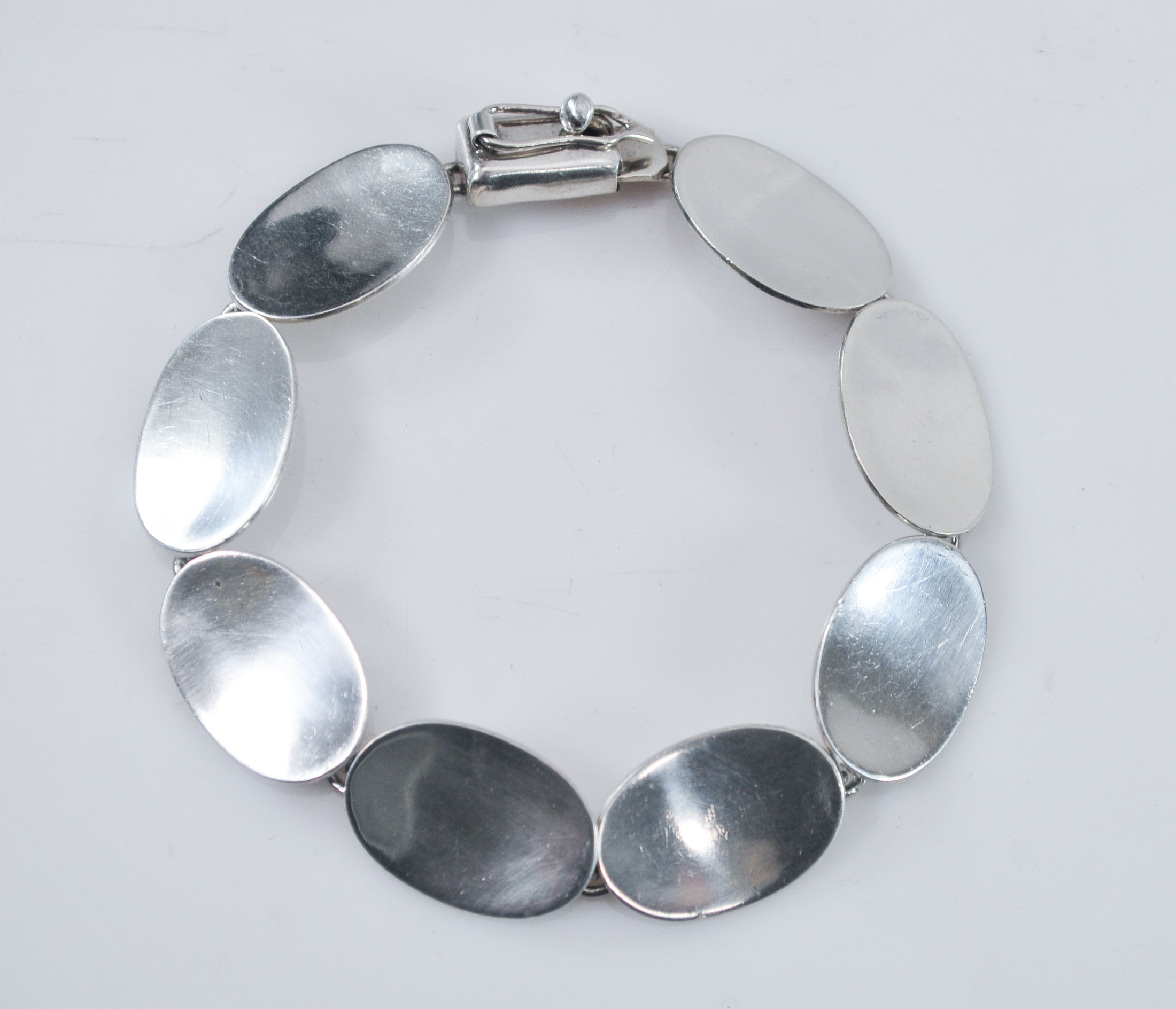925 Mexico Sterling Silver Oval Disc Link Bracelet – silvervintagejewelry