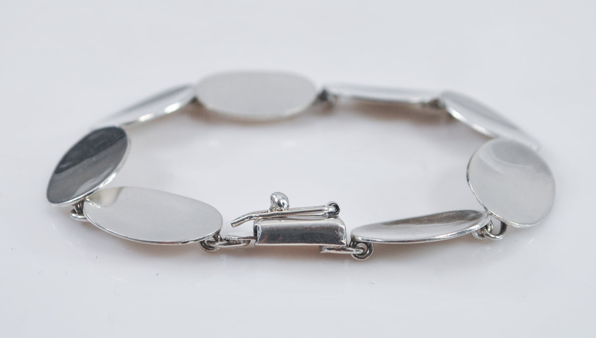 925 Mexico Sterling Silver Oval Disc Link Bracelet – silvervintagejewelry