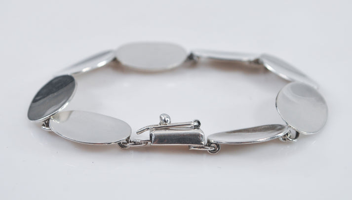 925 Mexico Sterling Silver Oval Disc Link Bracelet – silvervintagejewelry