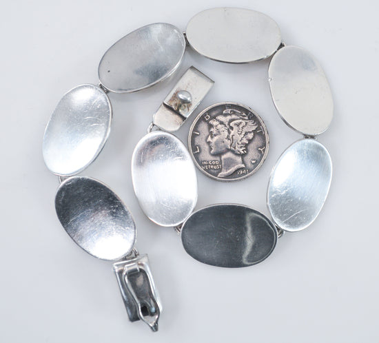 925 Mexico Sterling Silver Oval Disc Link Bracelet – silvervintagejewelry