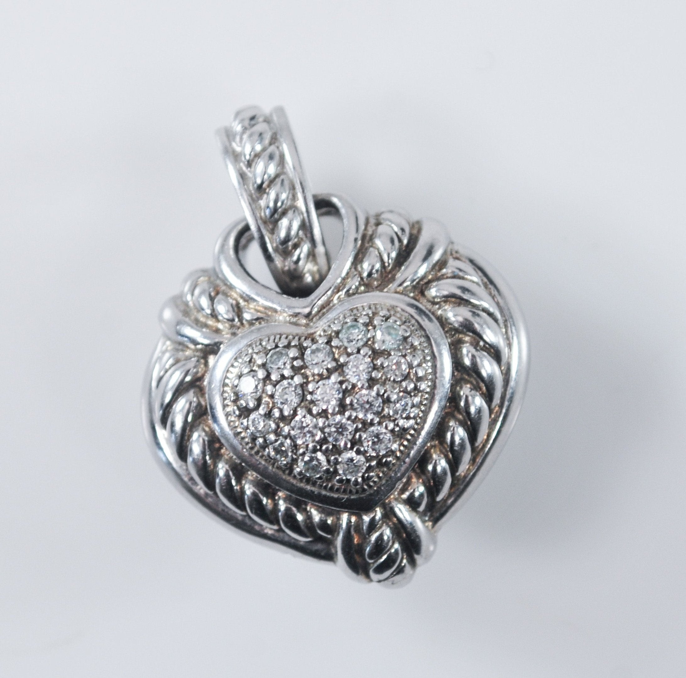 Judith Ripka Sterling Silver Reversible CZ Heart Enhancer Pendant ...