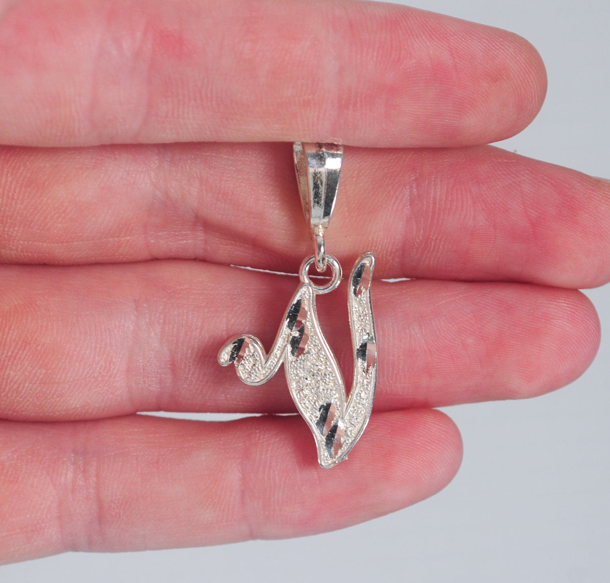 Signed Sterling Silver Initial V Pendant – Silver Vintage Jewelry