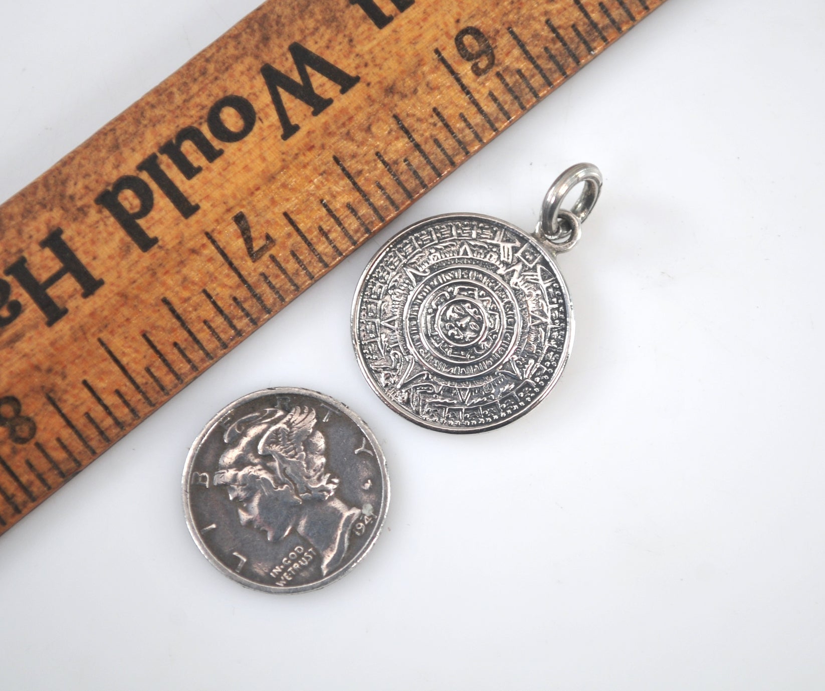 Vintage Signed Sterling Silver Mayan Calendar Pendant – Silver Vintage ...